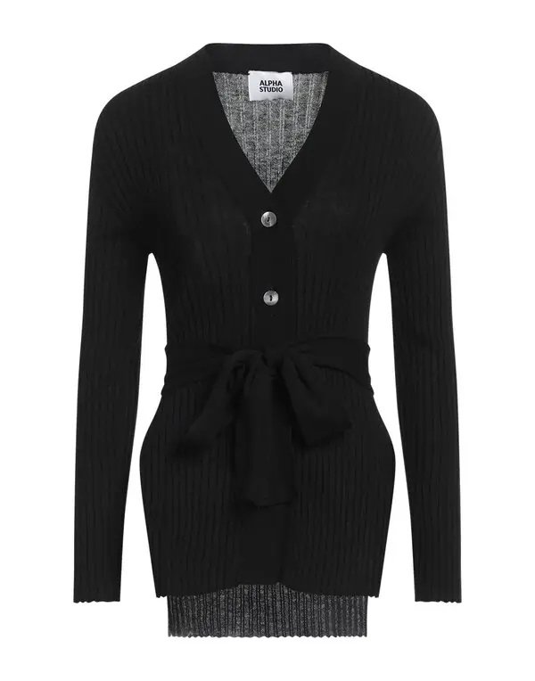 Alpha Studio Cotton Knit Cardigan With Belt