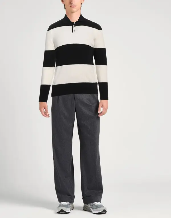 Alpha Studio Striped Knit Polo Shirt