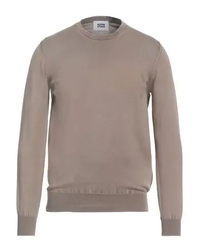 Alpha Studio Cotton Crewneck Sweater - Beige