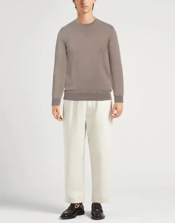 Alpha Studio Cotton Crewneck Sweater - Beige