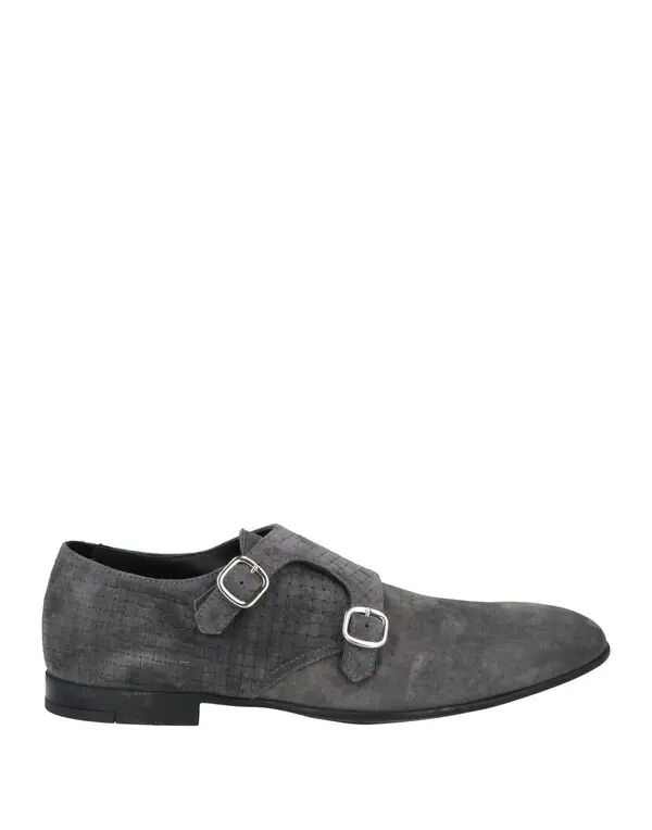 DOUCAL'S Leather Monk Strap Loafers - Grey
