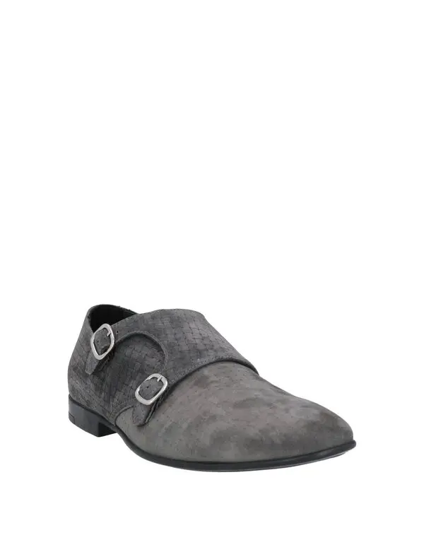 DOUCAL'S Leather Monk Strap Loafers - Grey