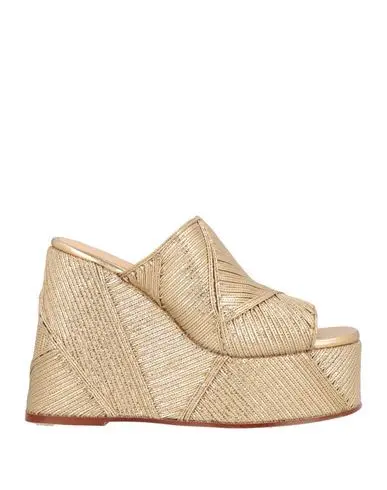 CastaÑer Wedge Sandals In Metallic Textile Fibers