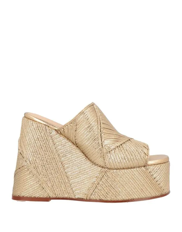 CastaÑer Wedge Sandals In Metallic Textile Fibers