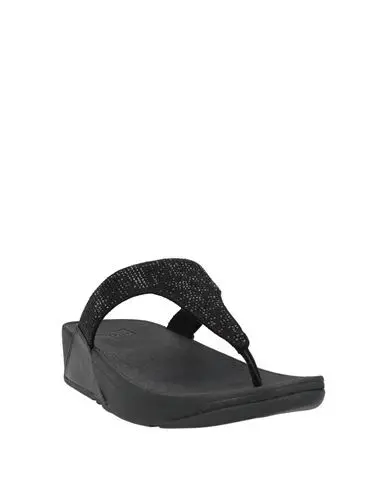 Fitflop Textile Fiber Thong Sandals With Crystal Embellishments - Black