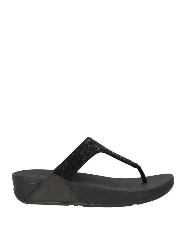 Fitflop Textile Fiber Thong Sandals With Crystal Embellishments - Black