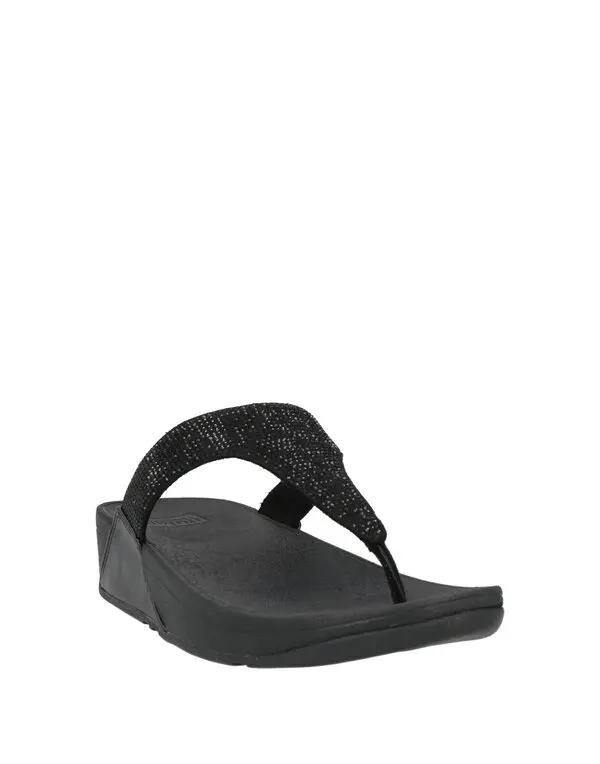 Fitflop Textile Fiber Thong Sandals With Crystal Embellishments - Black