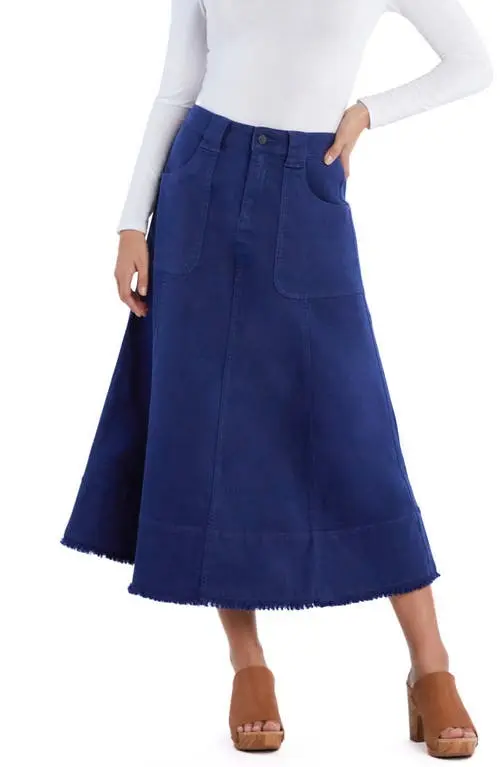 WASH LAB DENIM Patch Pocket Midi Skirt - Blue Stone