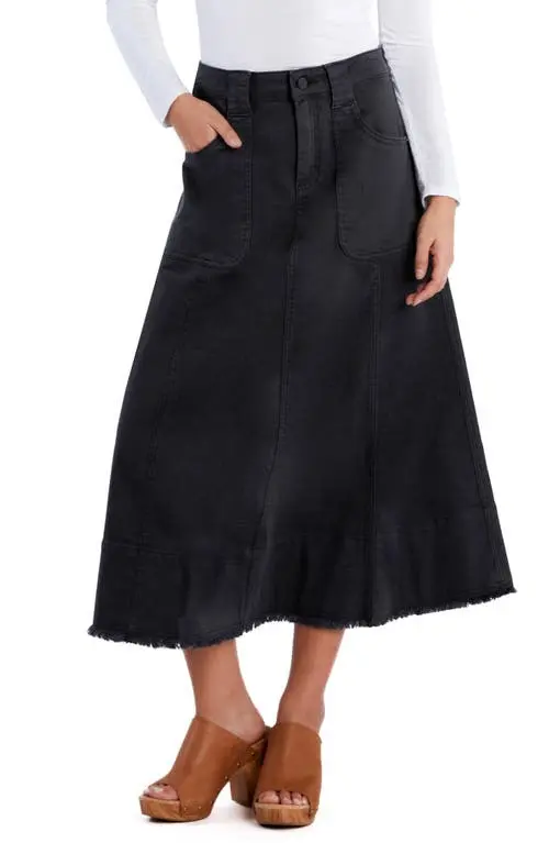 WASH LAB DENIM Patch Pocket Midi Skirt - Liquorice