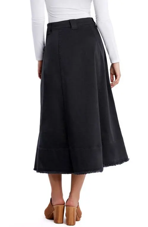 WASH LAB DENIM Patch Pocket Midi Skirt - Liquorice