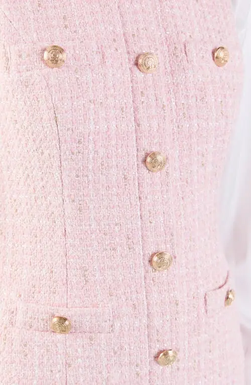 Endless Rose Sleeveless Metallic Tweed Mini Dress - Pink