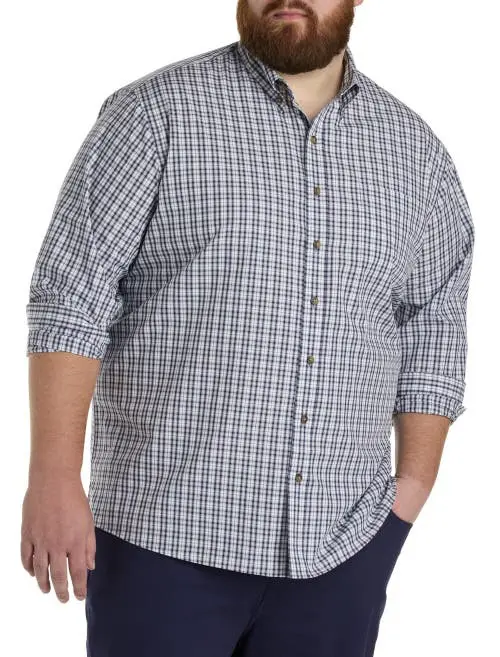 HARBOR BAY BY DXL Big & Tall Easy-care Plaid Sport Shirt - Purple Multi