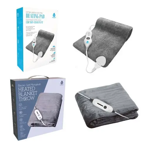 PURSONIC Cozy Comfort Heated Blanket And Pad Set - Grey