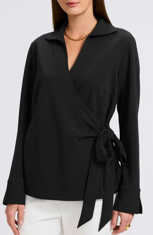 Foxcroft Rosie Side Tie Shirt - Black
