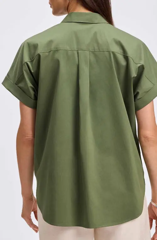 Foxcroft Abigail Short Sleeve Shirt - Basil