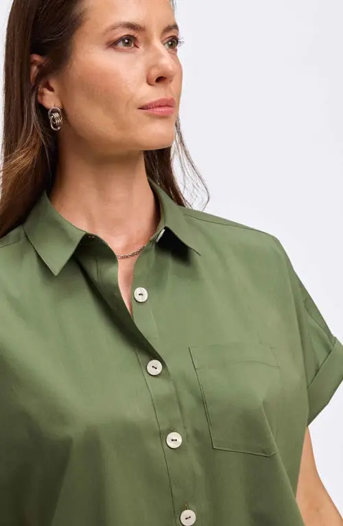 Foxcroft Abigail Short Sleeve Shirt - Basil
