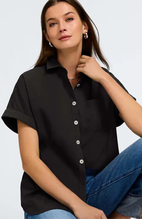 Foxcroft Abigail Short Sleeve Shirt - Black