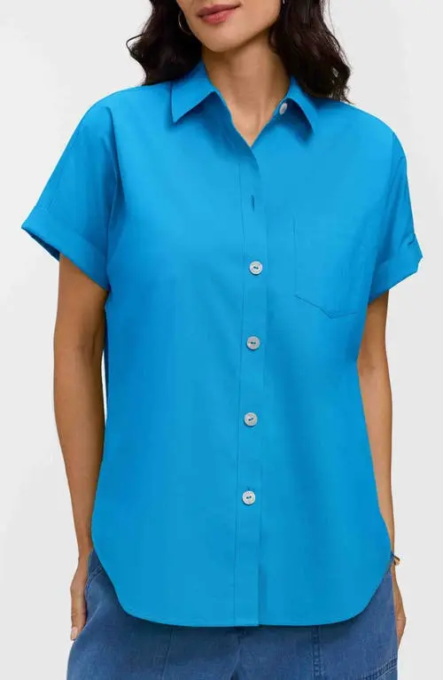 Foxcroft Abigail Short Sleeve Shirt - Malibu Blue