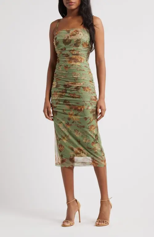 knee length dresses for ladies VALERIE FLORAL MESH MIDI DRESS – AKIRA main image 1