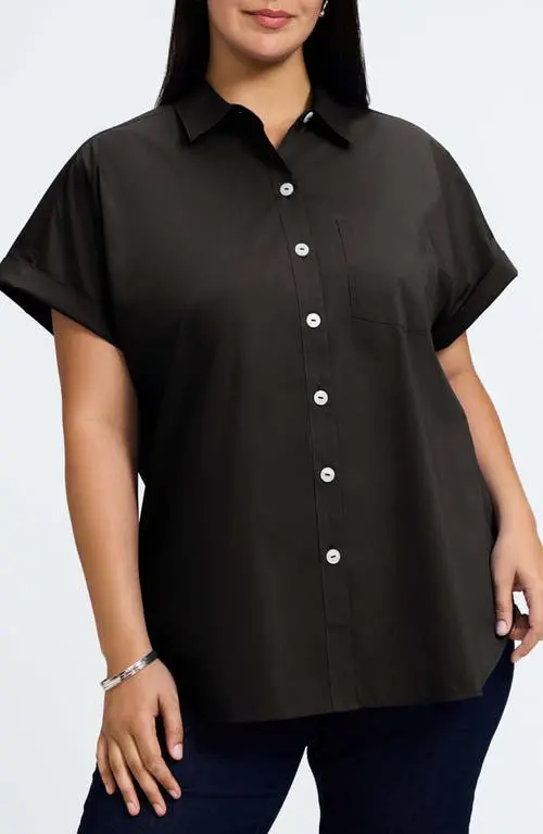 Foxcroft Abigail Short Sleeve Shirt - Black