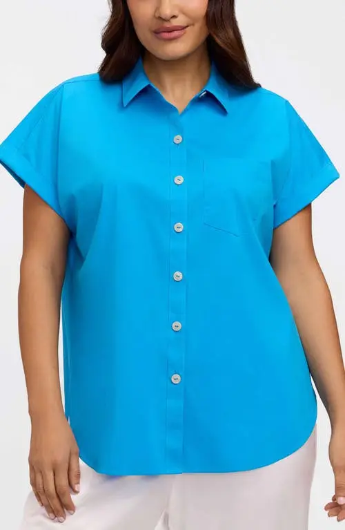 Foxcroft Abigail Short Sleeve Shirt - Malibu Blue