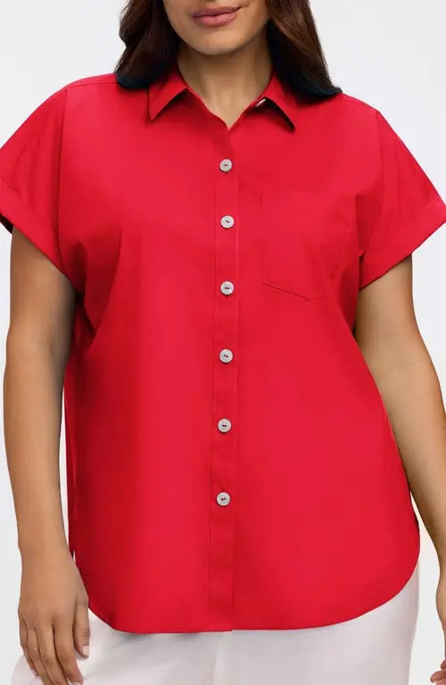 Foxcroft Abigail Short Sleeve Shirt - Simply Red