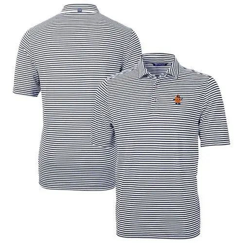 Cutter & Buck Syracuse Orange Vault Drytec Virtue Eco Pique Stripe Recycled Polo - Navy