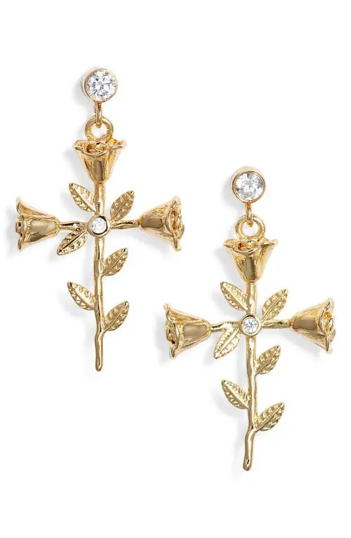 CHILD OF WILD Mini Rosa Sacra Cross Earrings - Gold