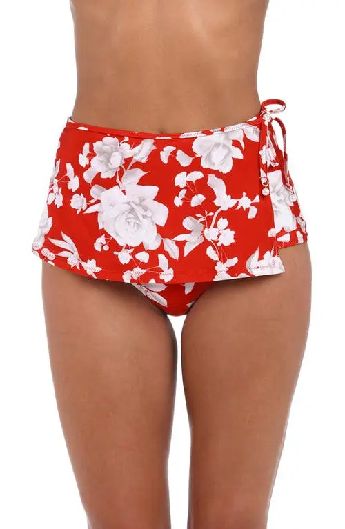 L'AGENCE Ellen Ikebana Skirted Bikini Bottom - Rouge