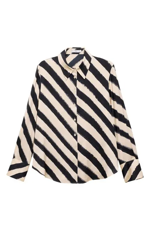 Mango Print Satin Button-up Shirt