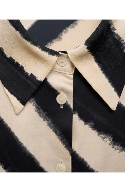 Mango Print Satin Button-up Shirt