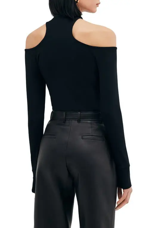 MARCELLA Cairo Cutout Mock Neck Top - Black
