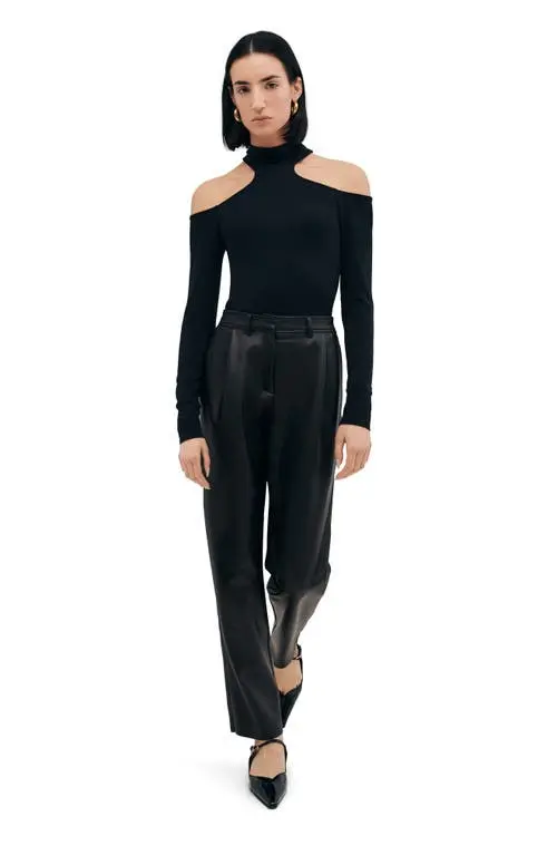 MARCELLA Cairo Cutout Mock Neck Top - Black