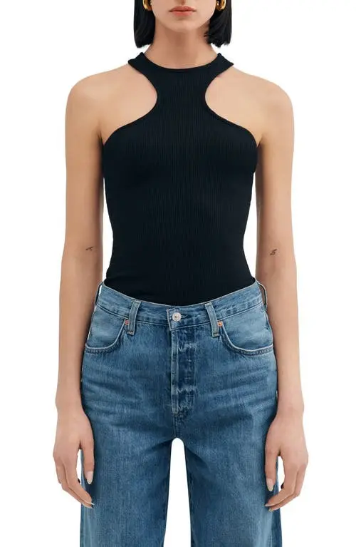 MARCELLA Chauncey Cutaway Sleeveless Top - Black
