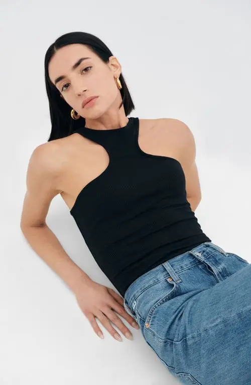 MARCELLA Chauncey Cutaway Sleeveless Top - Black