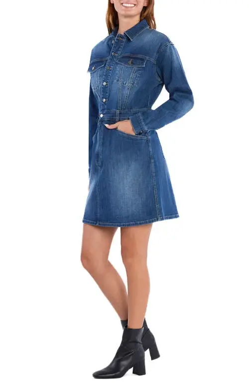 WASH LAB DENIM Riley Long Sleeve Denim Minidress