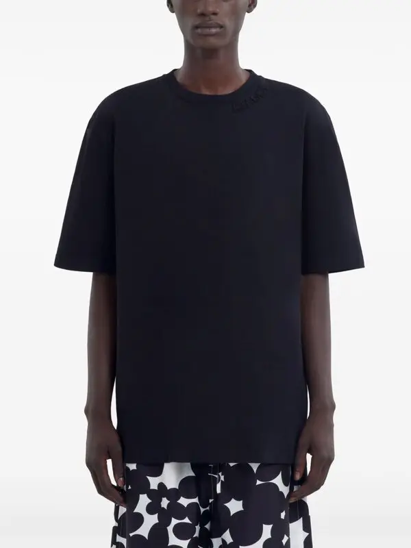 Marni Cotton Oversized T-shirt With Logo Patches - Black