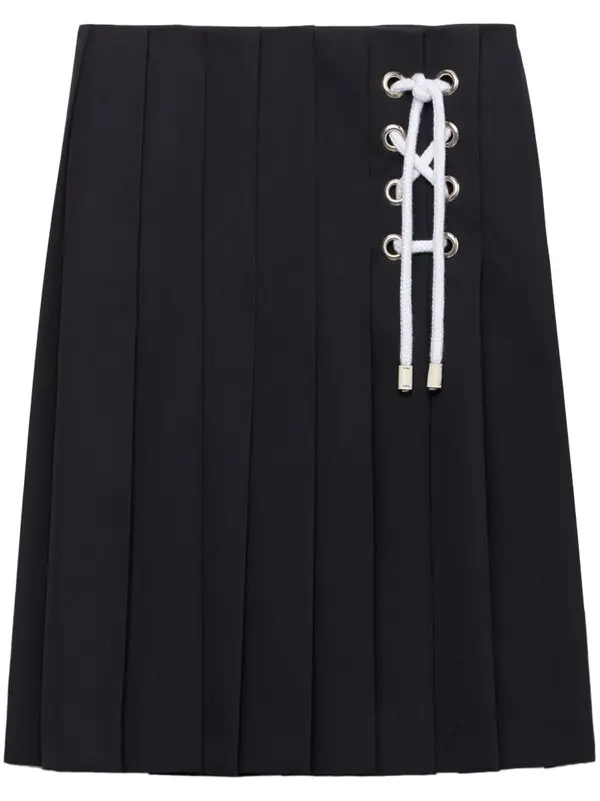 Prada Pleated Gabardine Midi Skirt - Blue