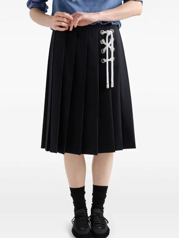 Prada Pleated Gabardine Midi Skirt