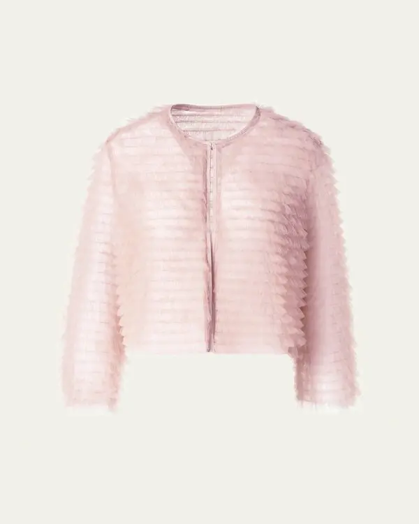 Akris Alida Ruffle Tulle Jacket - Pale Pink