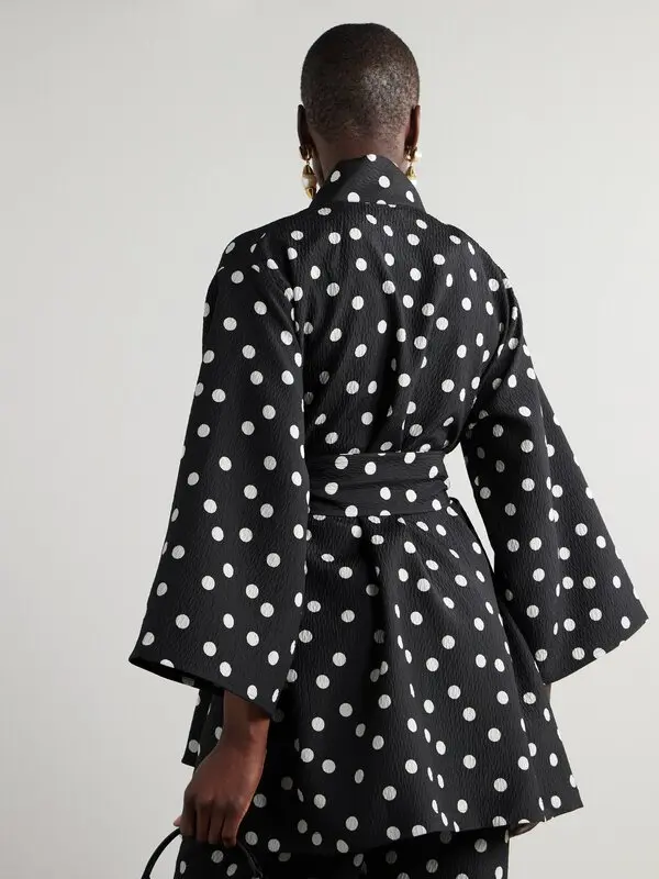 DIMA AYAD Belted Polka-dot Jacket