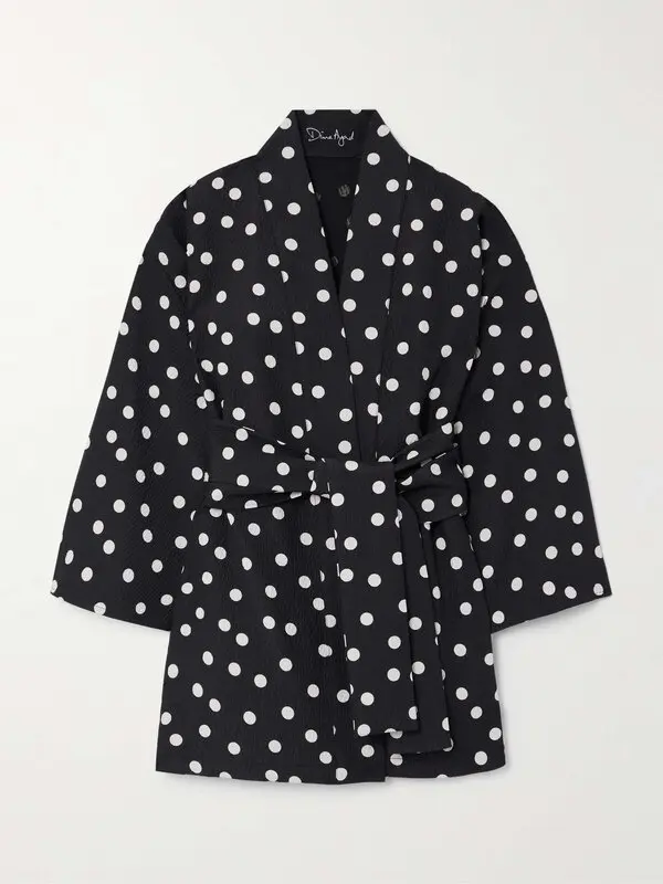 DIMA AYAD Belted Polka-dot Jacket