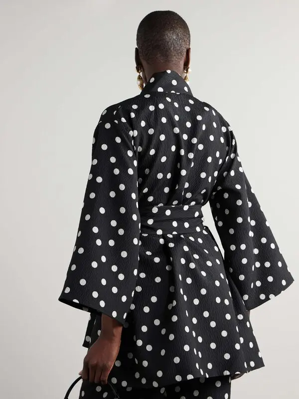 DIMA AYAD Belted Polka-dot Jacket