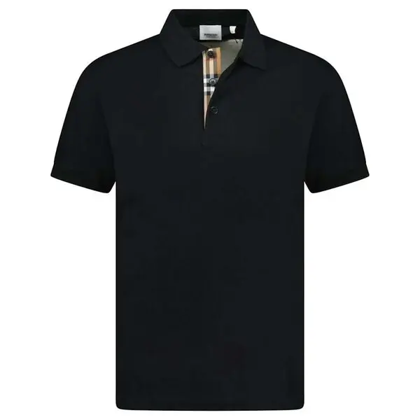 Burberry Hartford Check Placket Polo Shirt - Black | Editorialist