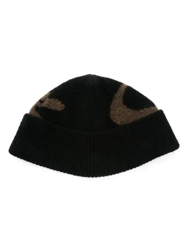 Nanushka Intarsia-motif Beanie - Black