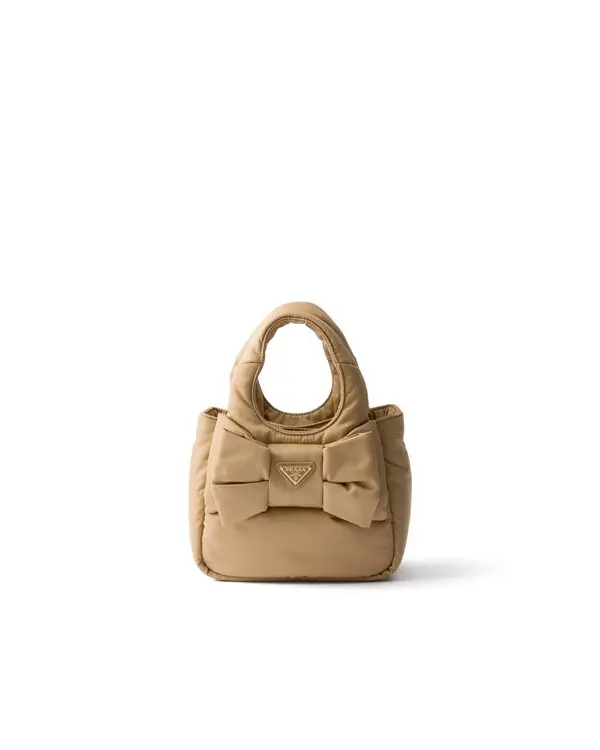 Prada Mini Padded Re-nylon Bag With Bow - Brown