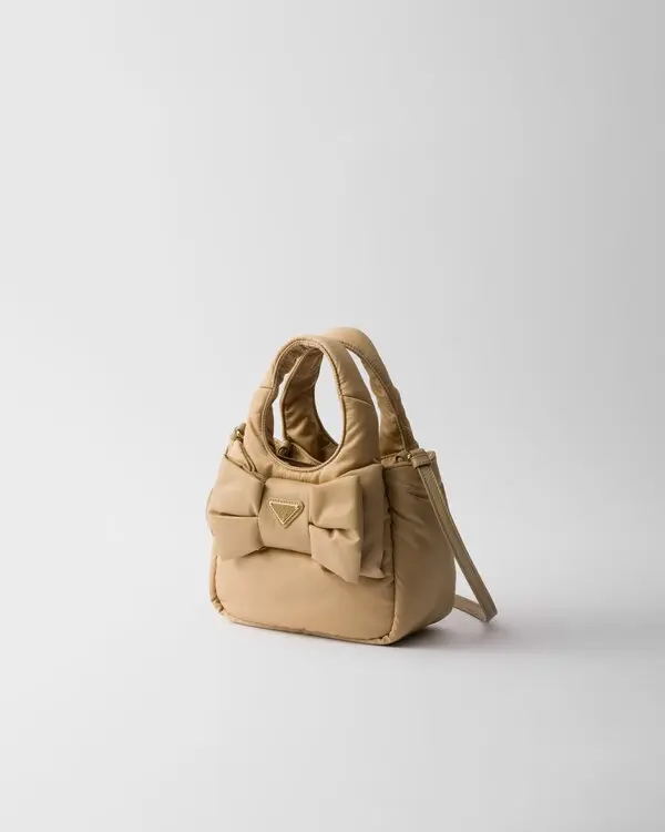 Prada Mini Padded Re-nylon Bag With Bow - Brown