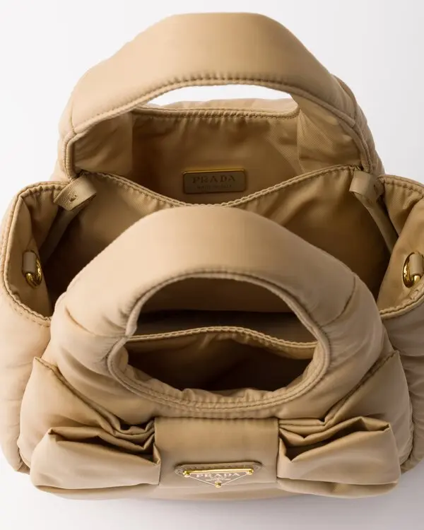 Prada Mini Padded Re-nylon Bag With Bow - Brown