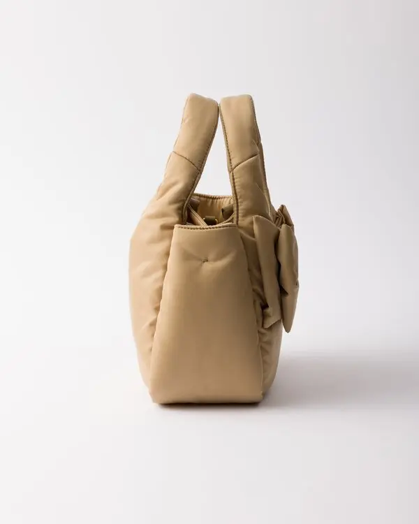 Prada Mini Padded Re-nylon Bag With Bow - Brown