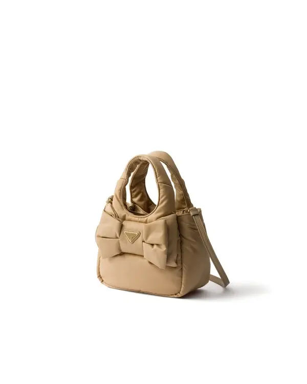 Prada Mini Padded Re-nylon Bag With Bow - Brown